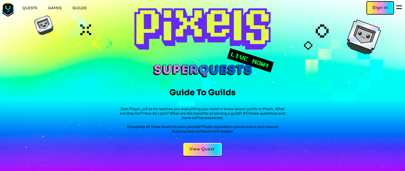 Guía paso a paso de Superquest de Pixels x YGG
